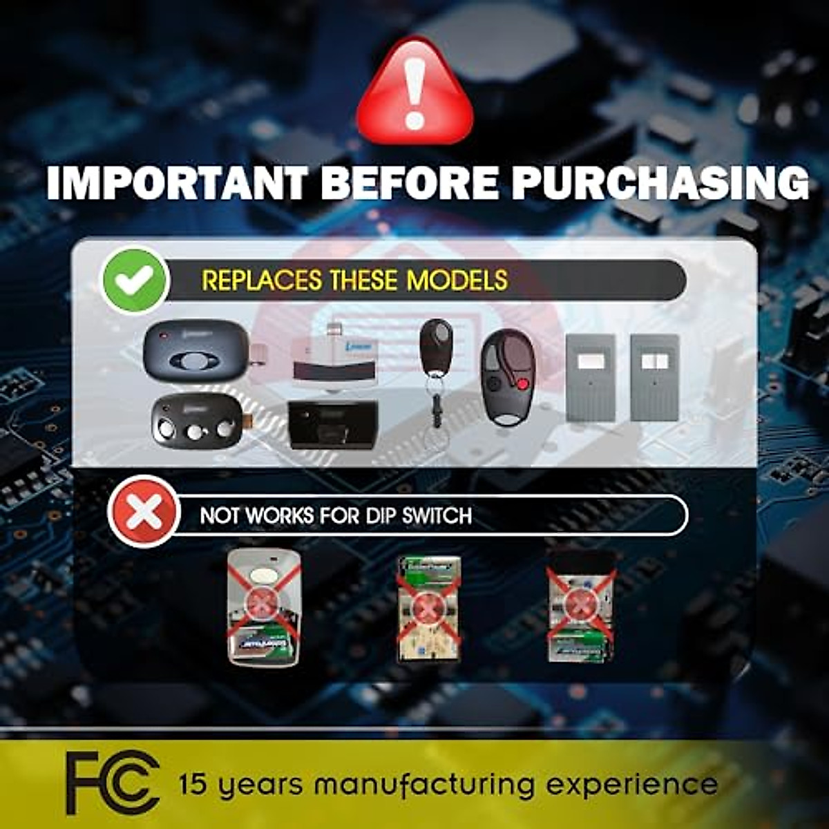 1 for ACT-34B ACP00872 Linear Garage Door Opener Remote LD033 LD050 LS050 4-Channel 318MHZ Megacode 3-Years-Warranty