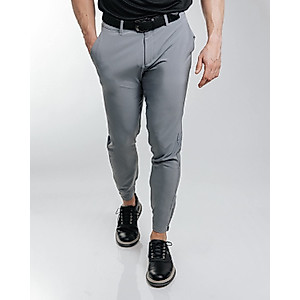 Primo Golf Jogger, Lightweight Four-Way Stretch Golf Pant, 4 Pockets, Inner Gel Waistband, Elastic Zipper Ankles, Light Gray, 30 Regular