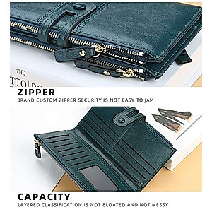 MICROSEVEN Women's Women Large Capacity Leather Double Zipper Long Purse Wallet Phone Bag (Baby Pink)