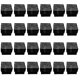 Black Ring Box for Wedding Ceremony - 24Pcs Small Jewelry Box Ring Holder Earrings Box Small Square Ring Boxes for Jewelry Gift - Birthday Earring Gift Box Engagement Ring Box Hard Jewelry Travel Case