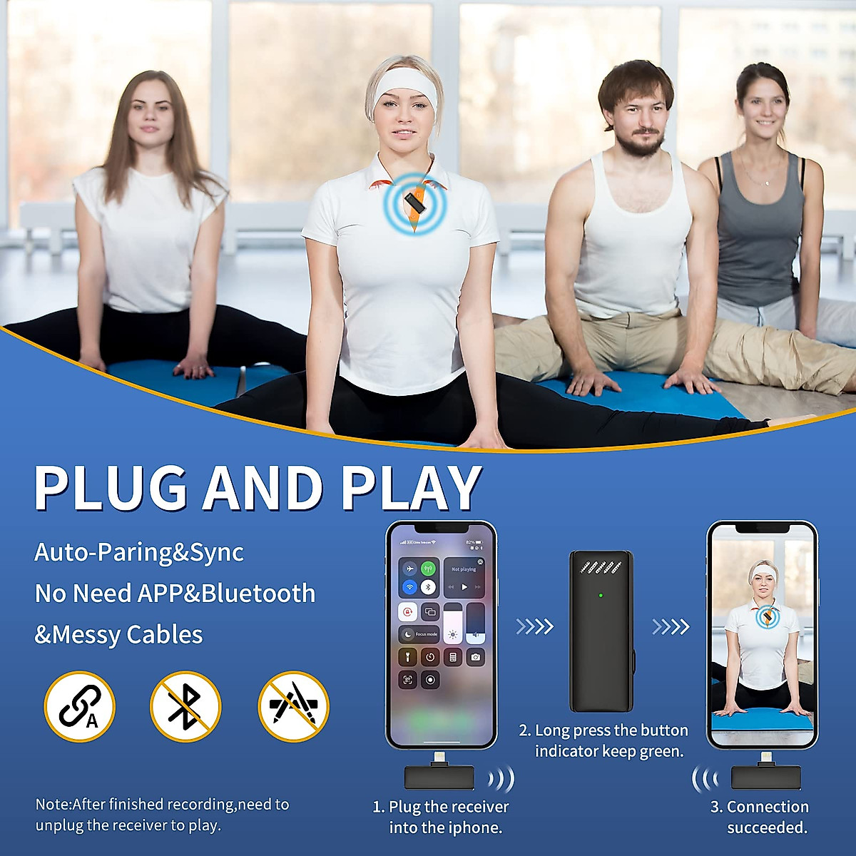 Wireless Lavalier Microphone for iPhone iPad,Plug-Play dual Lavalier Mics with Battery Indicator Charging Case,iPhone Microphone for Vlog YouTube TikTok Video Recording - No APP & Bluetooth Needed