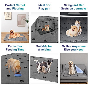 Washable Pee Pads for Dogs + Free Puppy Grooming Gloves/Quilted, Fast Absorbing Machine Washable Dog Whelping Pad/Waterproof Puppy Training Pad/Housebreaking Absorption Pads