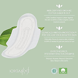 Organyc 100% Certified Organic Cotton Feminine Pads, Moderate Flow, 10 Count