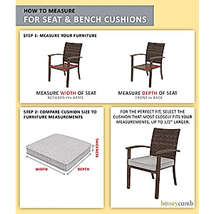 Honeycomb Indoor/Outdoor Textured Solid Scarlet Red Universal Seat Cushion: Recycled Fiberfill, Weather Resistant, Comfortable and Stylish Pack of 2 Patio Cushions: 18" W x 17.5" D x 2.5" T