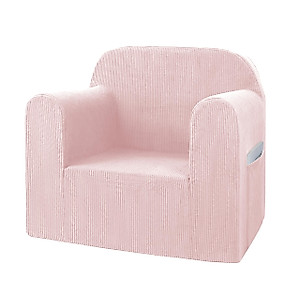 Gurxien Toddler Corduroy Couch Thick Foam Bean Bag Chair Snuggle-Soft Armchair Kids Soft Cuddly Reading Fuzzy Baby Chair Suit for 1-6 T Light Pink