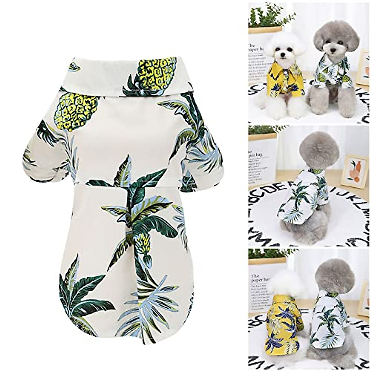 Pet Clothes for Medium Dogs Boys Pet Summer T Shirts Floral Cat Shirt Hawaiian Printed Pet T Shirts Breathable Clothes Beach Puppy Shirt Sweatshirt