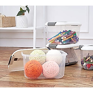 YYQX 5.5 Quart Clear Storage Latch Bins with Lids, Plastic Home Storage Organizing Box with Handle, 6-Pack