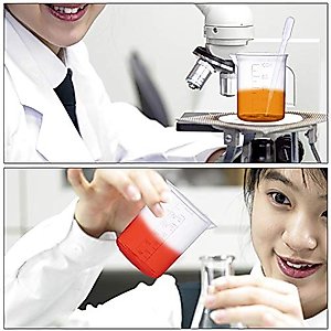 Plastic Beaker Set, 5 Sizes Low Form Measuring Graduated Griffin Polypropylene Beakers in 500 ml, 250 ml, 100 ml, 50 ml, 25 ml for Laboratory, & Science Experiments with 5 Plastic Droppers in 3 ml