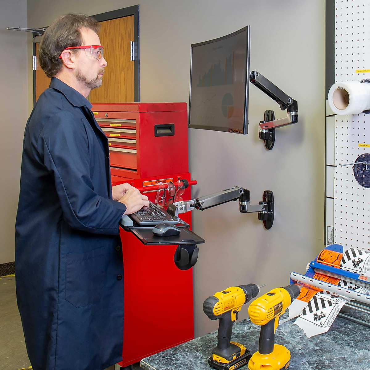 Ergotron – LX Keyboard Arm, Wall Mount Adjustable Keyboard Tray – Polished Aluminum