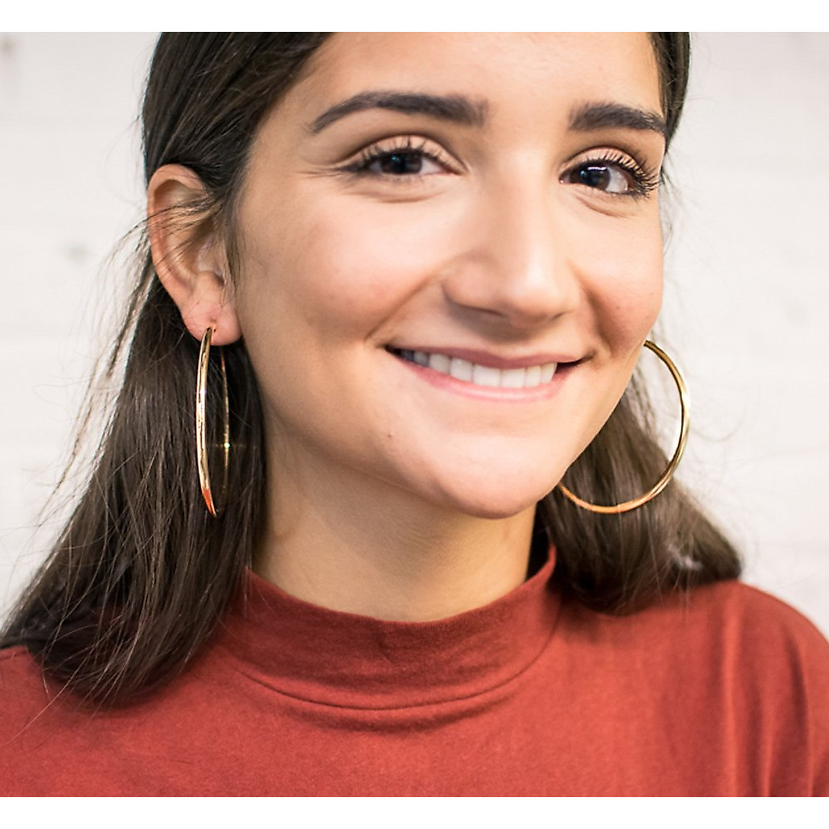 14K Yellow Gold Thick Tube Extra Large Hoop Earrings, (3mm Tube) (65mm)