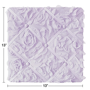 Sweet Jojo Designs Purple Floral Rose Fabric Memory Memo Photo Bulletin Board - Solid Light Lavender Flower Luxurious Elegant Princess Vintage Boho Shabby Chic Luxury Glam High End Roses