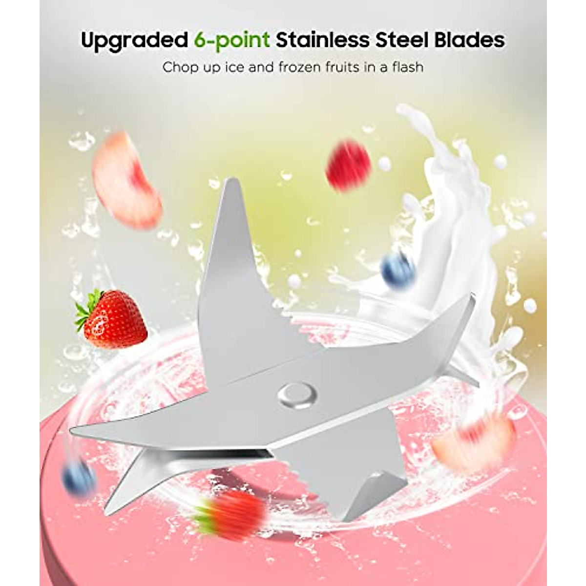 MoKo Portable Blender, 270 Watt Personal Blender for Shakes and Smoothies,21OZ Personal Blender USB Rechargeable with 6 Blades, BRA Free, Smoothie Blender for Kitchen Sports Travel and Outdoors, Pink