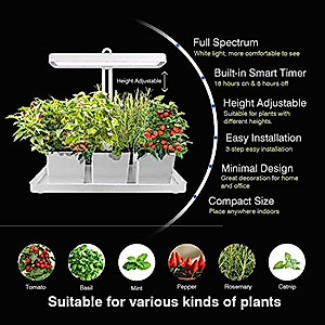 DIGLAB Indoor Garden Led Grow Light:Herb Seeds Kitchen Garden Grow Kit - House Plant Growing Lamps Growing System with Timer