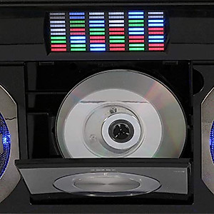 Studebaker SB2149B Master Blaster Bluetooth Boombox with 3 Way Power, AM/FM Radio, USB Port, CD Player with MP3 Playback, LED EQ and 10 Watts RMS Speaker in Black