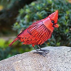 haitianxin Metal Cardinal Garden Decor Outdoor, Creative Large Red Bird Statue Yard Ornament, Cardinal Garden Decorations Yard Art for Patio Lawn Pathway Courtyard Vacation Holiday Collectible