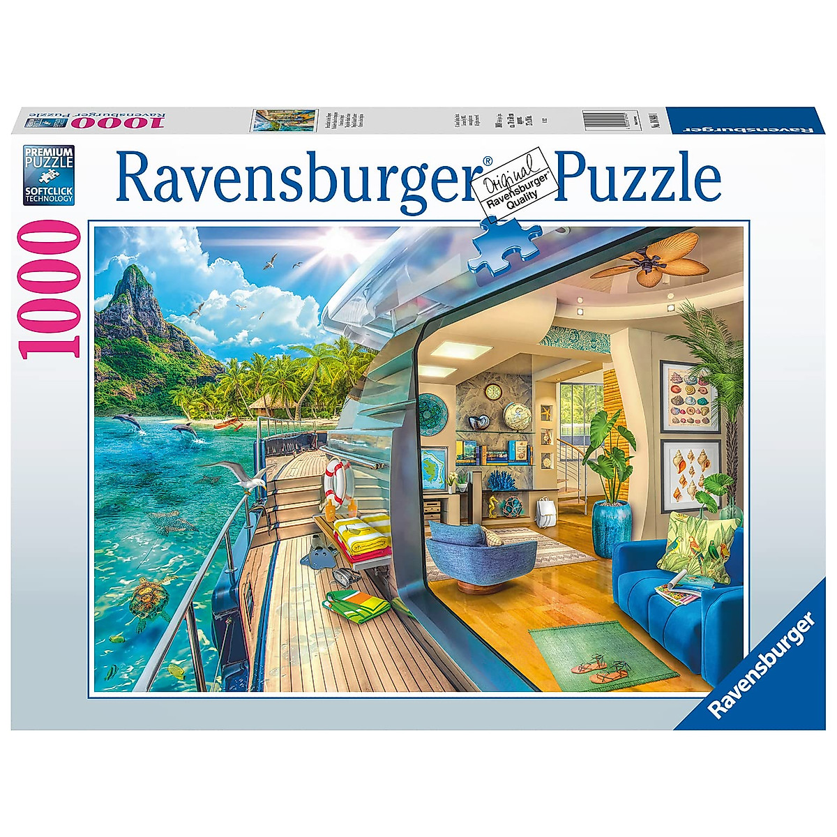 Ravensburger Tropical Island Charter – 1000-Piece Jigsaw Puzzle | Unique Softclick Technology | Vibrant, Glare-Free Imagery | Perfect for Adults and Ages 14+