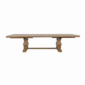 Coaster Home Furnishings Florence Traditional Farmhouse Rectuangular 126-inch Double Pedestal Planked Wood Top Extension Leaf Dining Table Rustic Smoke 180201