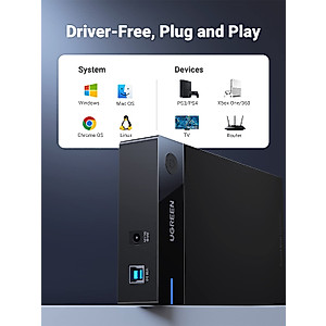 UGREEN External Hard Drive Enclosure for 3.5 2.5 Inch SATA SSD HDD USB 3.0 to SATA III Hard Drive Case with UASP 12V Power Adapter Compatible with WD Seagate Toshiba Samsung Hitachi PS5 Xbox