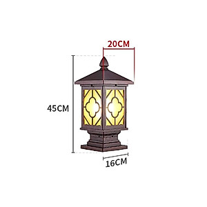 XXINY Retro Community Home Lawn Lamp Waterproof Garden Villa Street Light Outdoor European Porch Patio Light E27 Lighting Post Pillar Floor Light Aluminum Glass Stigma Column Lamp