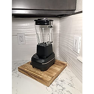 Kitchen Countertop Wooden Caddy Slider Tray | Solid Wood Tray and Frame | Smooth Rolling Wheels | Useful for Coffee Maker/Stand Mixer/Blender (13" X 13", Lightly Scorched)