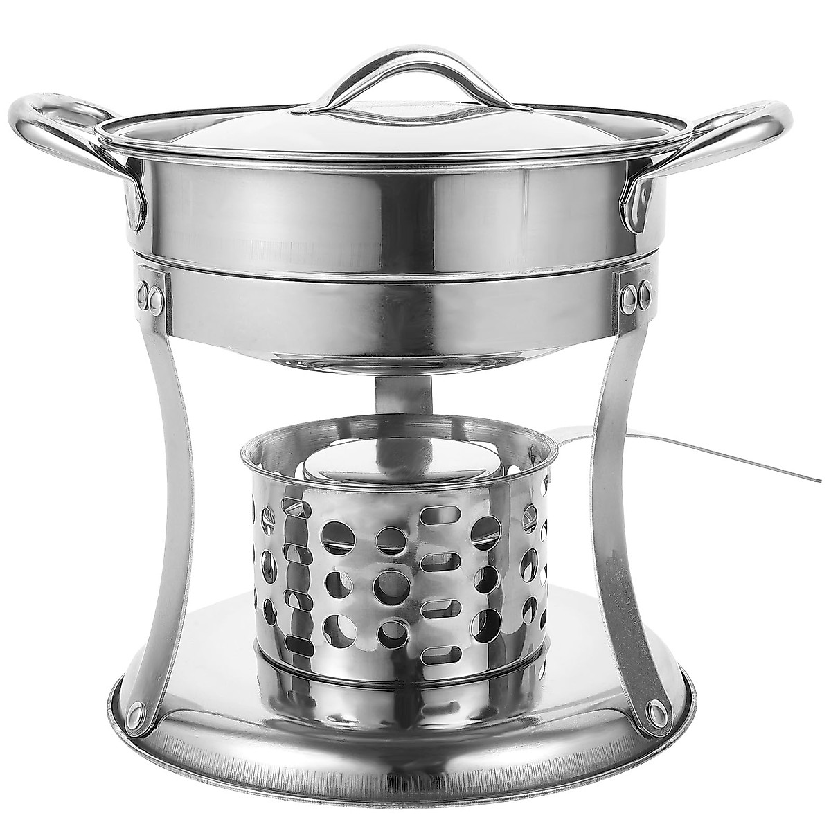 Hemoton Single Fire Stove Pan with Stove Divided Hot Pot Kitchen Hotpot with Stove Double Handle Hot Pot Kitchen Hot Pot Single Hot Pot Pan Chinese Style Hot Pot Kitchen Pot