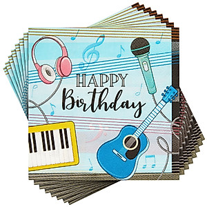 Sparkle and Bash 207 Pieces Music Birthday Party Supplies with Plates, Napkins, Cups, Tablecloth, Cutlery, Banner, Favor Bags, Balloons (Serves 24)