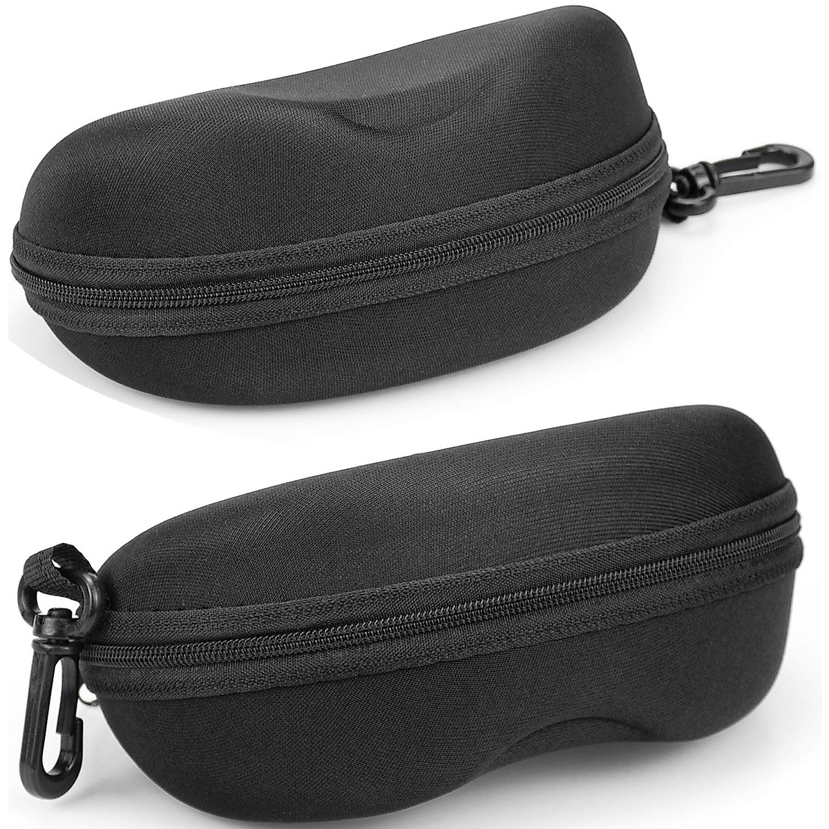 Nicunom 6 Pack Sunglasses Case Portable Travel Glasses Case, Zipper Shell Eyeglasses Cases with Hook and Cleaning Cloth