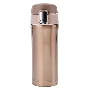 Vacuum Insulated Water Bottle Stainless Steel Leak Proof Flip Cap Travel Mug Coffee Tea Cup Outdoor Sports Camping 350ml(Golden)