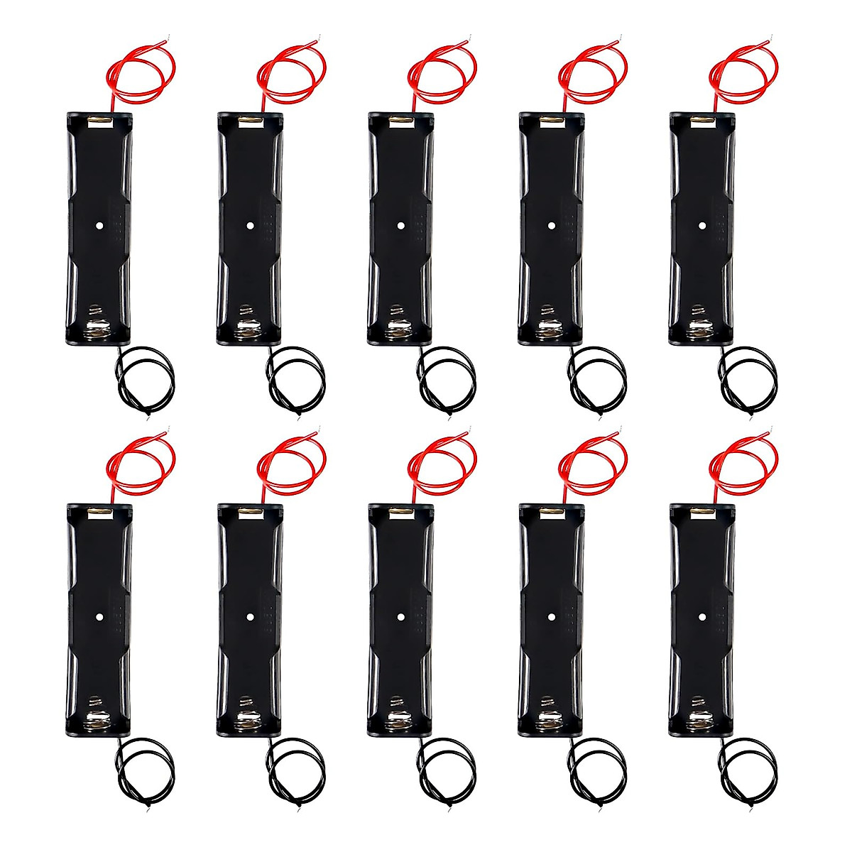 AEDIKO 10pcs 18650 Battery Holder 18650 Battery Clip 1 Slots 3.7V Plastic 18650 Battery Storage Box Case with Connect Cable