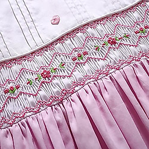 Pettigirl Girls Kids Cute Pink Hand Embroidery Smocked Dresses