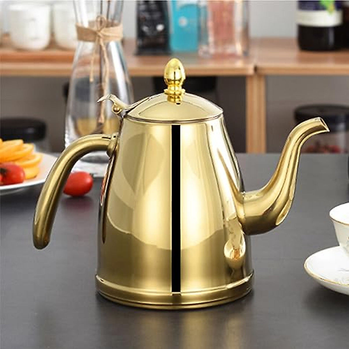 Luxshiny Stainless Steel Tea Pot Stove Top Gooseneck Kettle Pour Over Coffee Kettle Hot Water Heater Boiler Olive Oil Dispenser Olive Oil Dispenser for Loose Leaf 1.5L