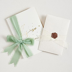 Keypan Chiffon Ribbon Ivory Silk 1" 1.5" 2" x 7Yd Set Handmade Fringe Wedding Ribbons for Gift Wrapping Bridal Flower Bouquet Baby Shower