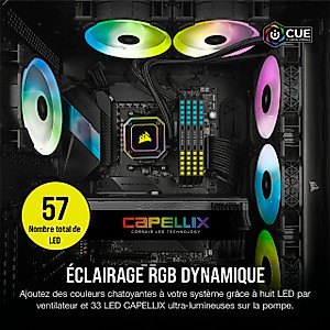 Corsair iCUE H150i Elite Capellix Liquid CPU Cooler, RGB Pump + Fans, 360mm for Radiator