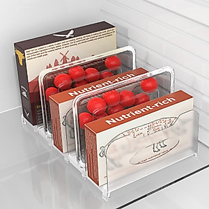 VANSHINIEER Freezer Organizer Bins, 12" Freezer Rack Fridge Organizer with Adjustable Dividers and Handles for Frozen Food Box and Meal Storage, BPA-Free Refrigerator Organization and Storage