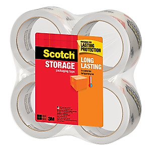 Scotch Long Lasting Storage Packaging Tape, 1.88 in x 54.6 yd, 4 Rolls (3650-4)