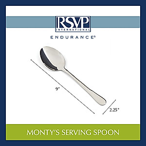 RSVP International Endurance Flatware Collection Stainless Steel, Dishwasher Safe, Serving Spoon