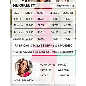 MEROKEETY Summer Dress for Women 2023 Wrap V Neck Bubble Sleeve Pleated Party Midi Dresses,HotPink,S