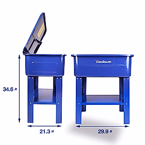 Red Sun Parts Washer 20 Gallon Cabinet Electric Solvent Pump Portable Automotive Parts Cleaner with Shelf Tank for Wheel Bearings, Gears, and carburetors
