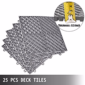 Happybuy Tiles Interlocking 25 PCS Gray, Drainage Tiles 12x12x0.5 Inches, Deck Tiles Outdoor Floor Tiles, Outdoor Interlocking Tiles, Deck Flooring for Pool Shower Bathroom Deck Patio Garage