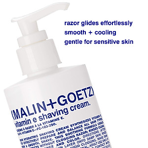 Malin + Goetz Vitamin E Shaving Cream, 8.5 Oz. - Shea Butter Shave Cream, Smooth Refreshing Menthol, Personal Care Products, Vegan & Cruelty Free