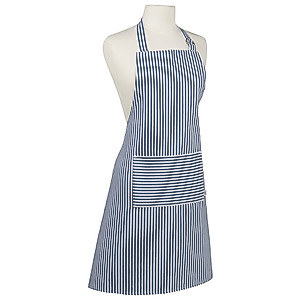 Now Designs Narrow Stripe Cotton Chef's Kitchen Apron, Royal Blue Stripe 28 x 32 in
