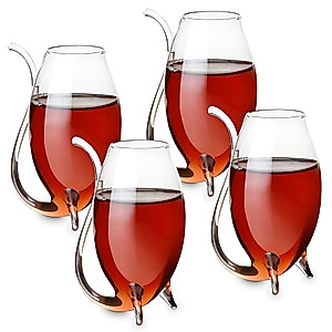True Douro Port Sippers with Glass Straw, Stemless Wine Glass, Wine Accessories, Unique Glassware, 3oz, Set of 4