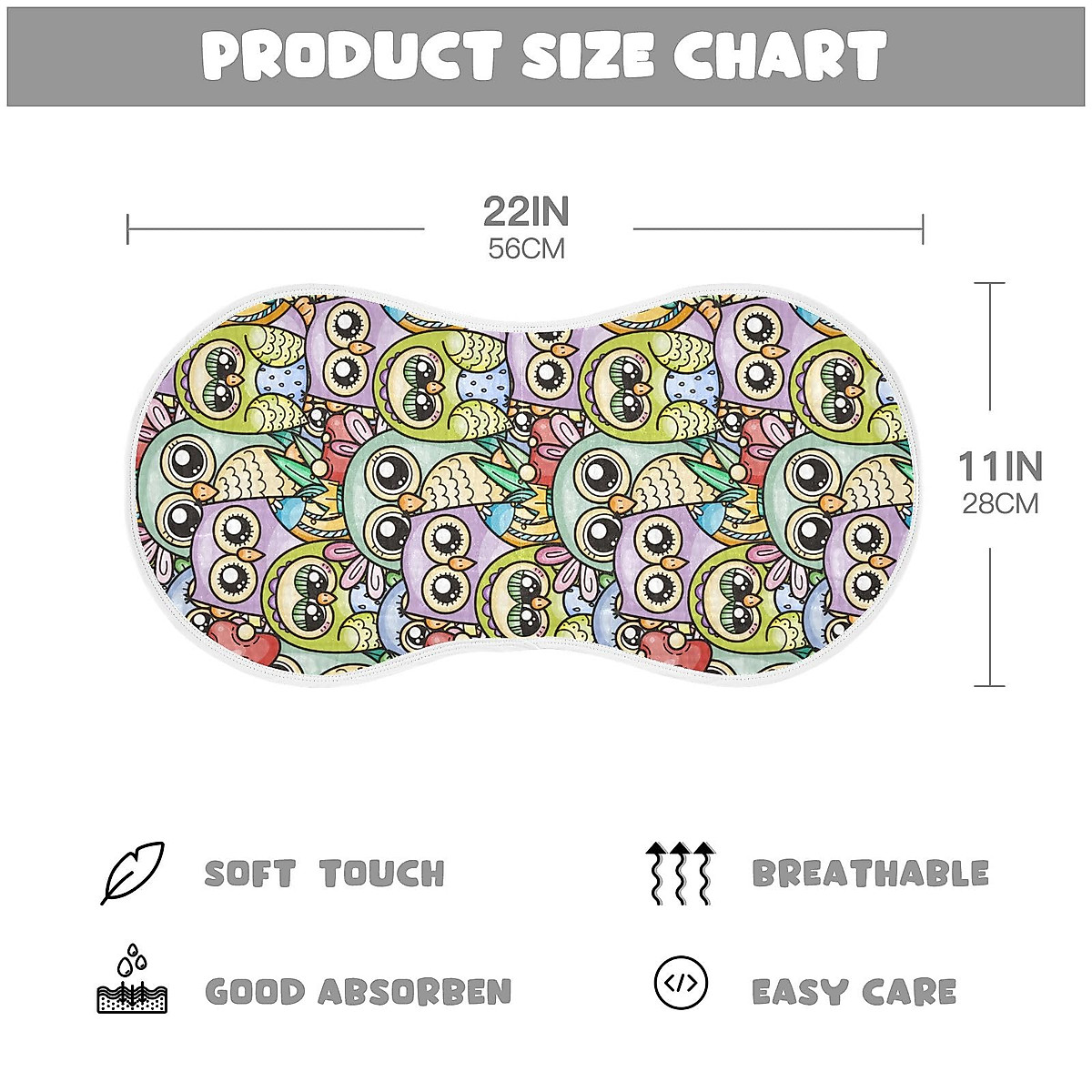 vvfelixl Muslin Burp Cloths Cute Cartoon Owls Baby Washcloths for Baby Girl Boys 2 Pack