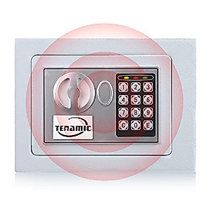 TENAMIC Safe Box 0.23 Cubic Feet Electronic Digital Security Keypad Lock Box, Cabinet Mini Safe Suitable for Office Hotel Home Safe, White