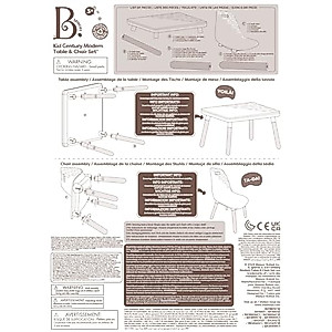 B. toys- B. spaces- Table and Chair Set- Furniture For Toddlers- 1 Craft Table & 2 Chairs- Natural Wooden Legs- Mint- 3 years +
