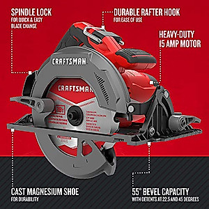 CRAFTSMAN Circular Saw, 7-1/4 inch, 15 Amp, Corded (CMES510)