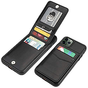 KIHUWEY iPhone 11 Pro Max Case Wallet with Credit Card Holder, Premium Leather Magnetic Clasp Kickstand Heavy Duty Protective Cover for 11 Pro Max 6.5 Inch(Black)