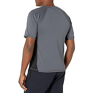 Kanu Surf Men's Standard Short Sleeve UPF 50 Swim Rash Guard Sun Shirt (Regular & Extended Sizes), Charcoal/Black, X-Large