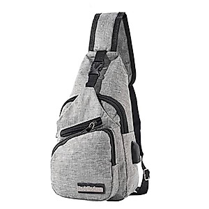 QinCo Sling Bag Shoulder Backpack Chest Bags Crossbody Pocket Pouch with USB Cable for Hiking Camping Outdoor Trip