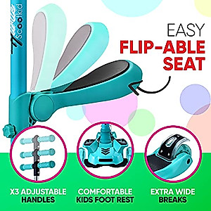 Hurtle 11 Wheeled Scooter for Kids - Stand & Cruise Child/Toddlers Toy Folding Kick Scooters w/Adjustable Height, Anti-Slip Deck, Flashing Wheel Lights, for Boys/Girls 2-12 Year Old - Hurtle